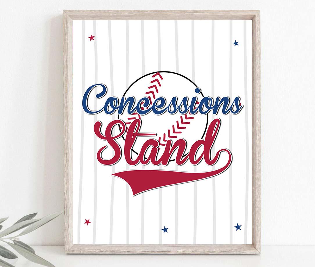 Concession Stand Baseball Sign Baseball Birthday Baby Shower Party Food ...