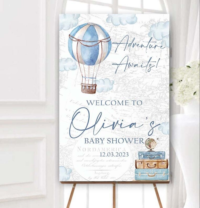 Hot Air Balloon Baby Shower Welcome Sign Hot Air Balloon - Etsy