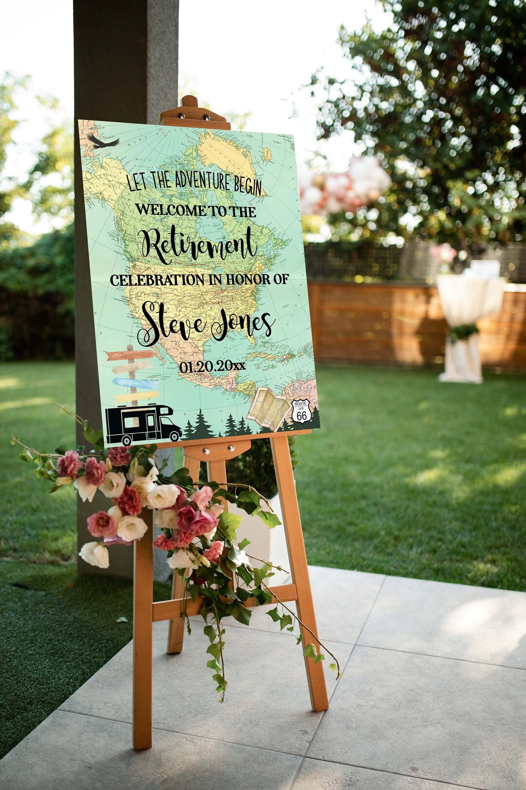 Trave Themed Welcome Sign Retirement Travel Theme Printable Sign Around ...