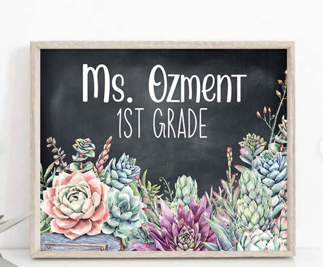 Teacher Classroom Door Sign Cactus Classroom Decor Custom Teacher Sign ...