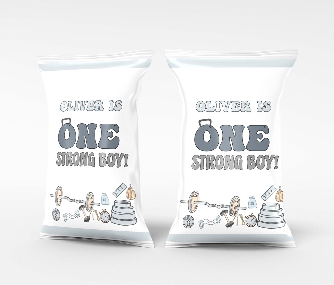 Editable First Birthday One Strong Boy Chip Bag Wrapper Template 1st ...