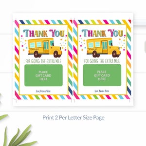 Editable Bus Driver Appreciation Gift Tag Template Printable Thanks for ...