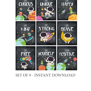 Be Kind Space Themed Classroom Motivational Positive Printable Wall Art ...