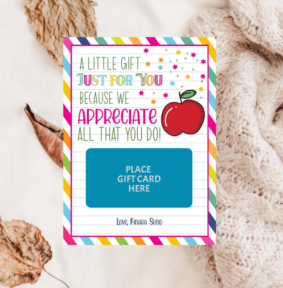 Teacher Appreciation Gift Card Holder Template Printable Thanks for All ...
