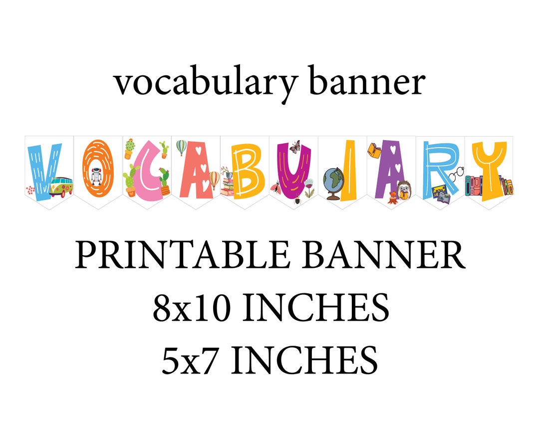 Vocabulary Banner Printable Classroom Banner Elementary Class Decor ...