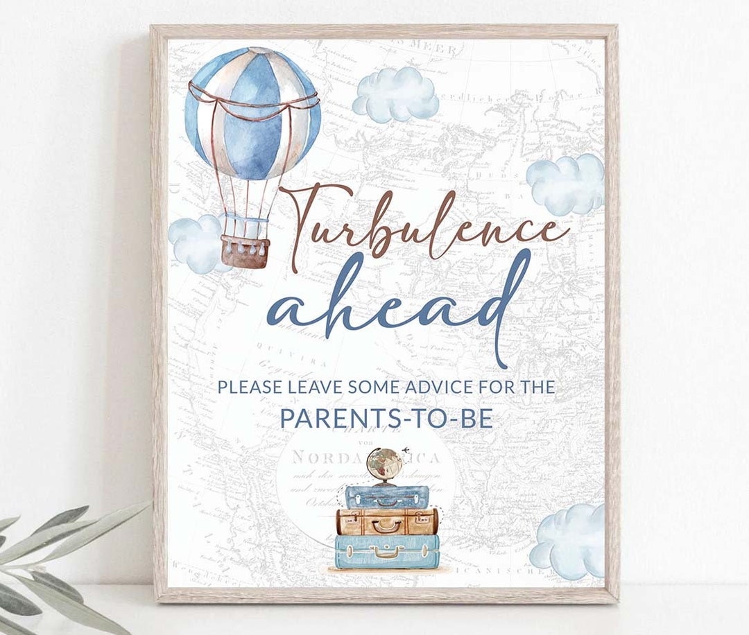Turbulence Ahead Hot Air Balloon Advice and Wishes Boy Baby Shower ...