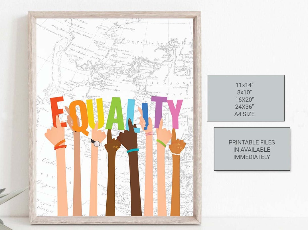Equality, Kindness Matters, Diversity Hands Poster, Peace, Humankind ...