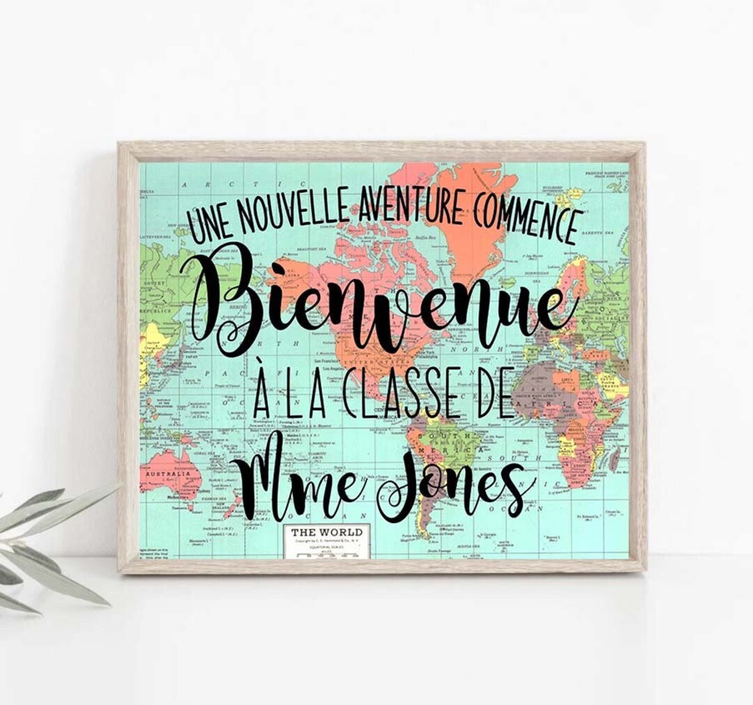 Editable Personalized French Teacher Classroom Door Sign Welcome ...