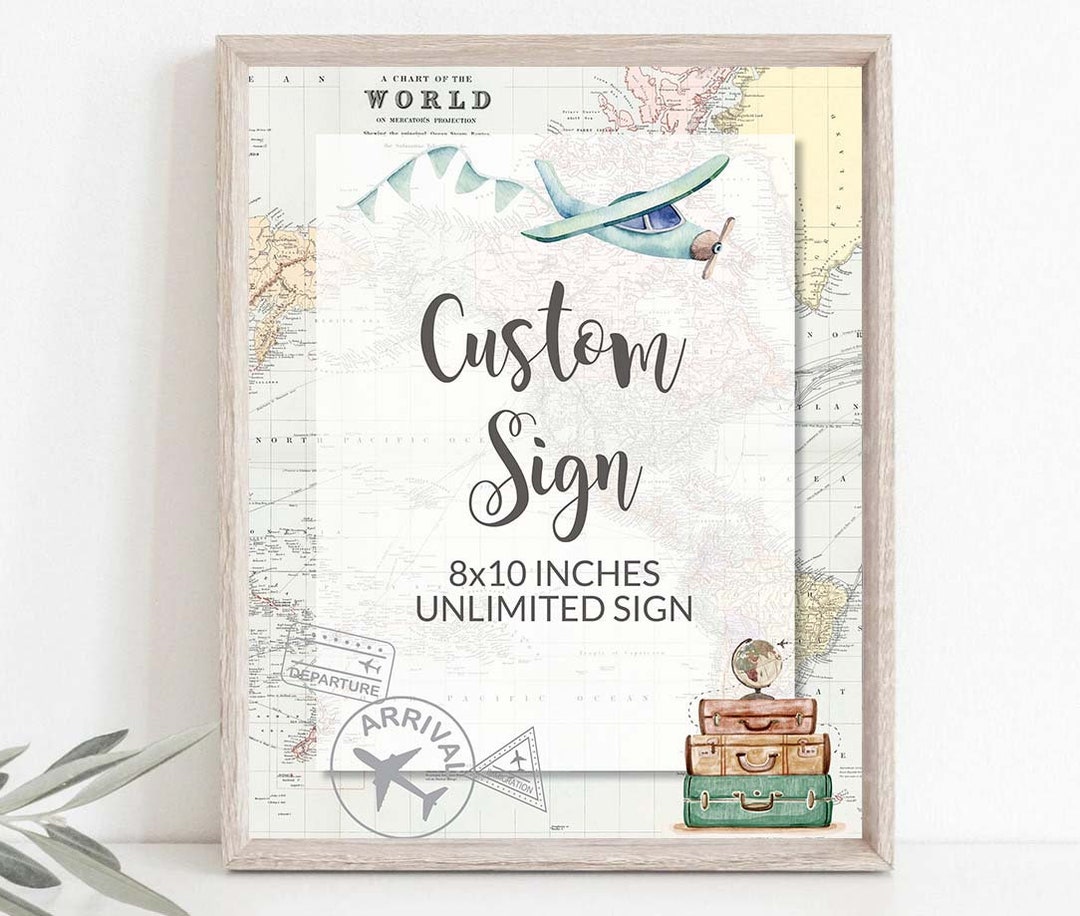 Editable Custom Sign Adventure Awaits Onederful Airplane Birthday Party ...