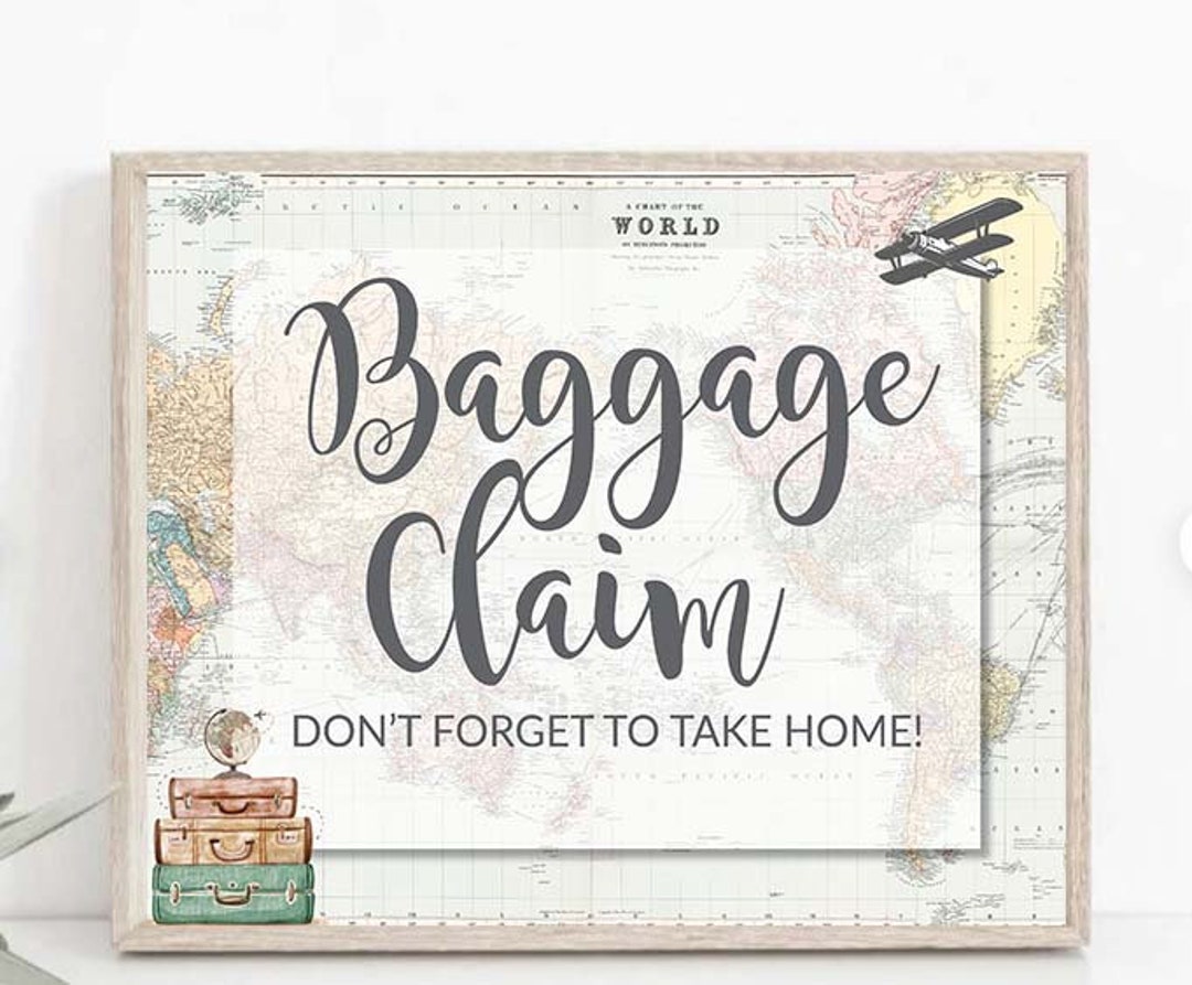 Baggage Claim Sign, Travel Theme Baby Shower, Adventure Baby Shower ...