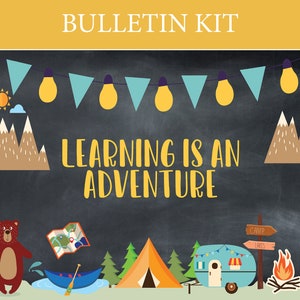 Camping Themed Bulletin Board Kit Home School Decor Woodland Outdoor ...