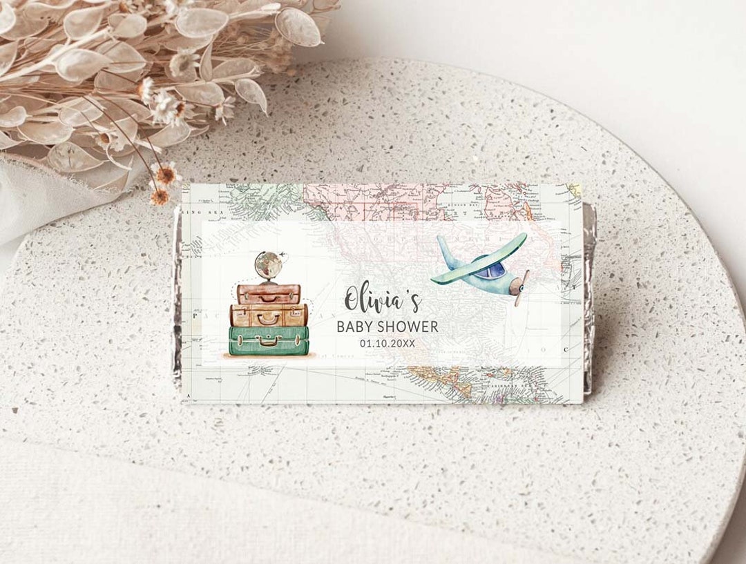 Travel Baby Shower Chocolate Wrapper Printable Candy Bar Editable ...