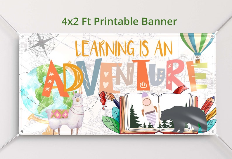 PRINTABLE Learning is an Adventure Banner Inspirational Classroom ...