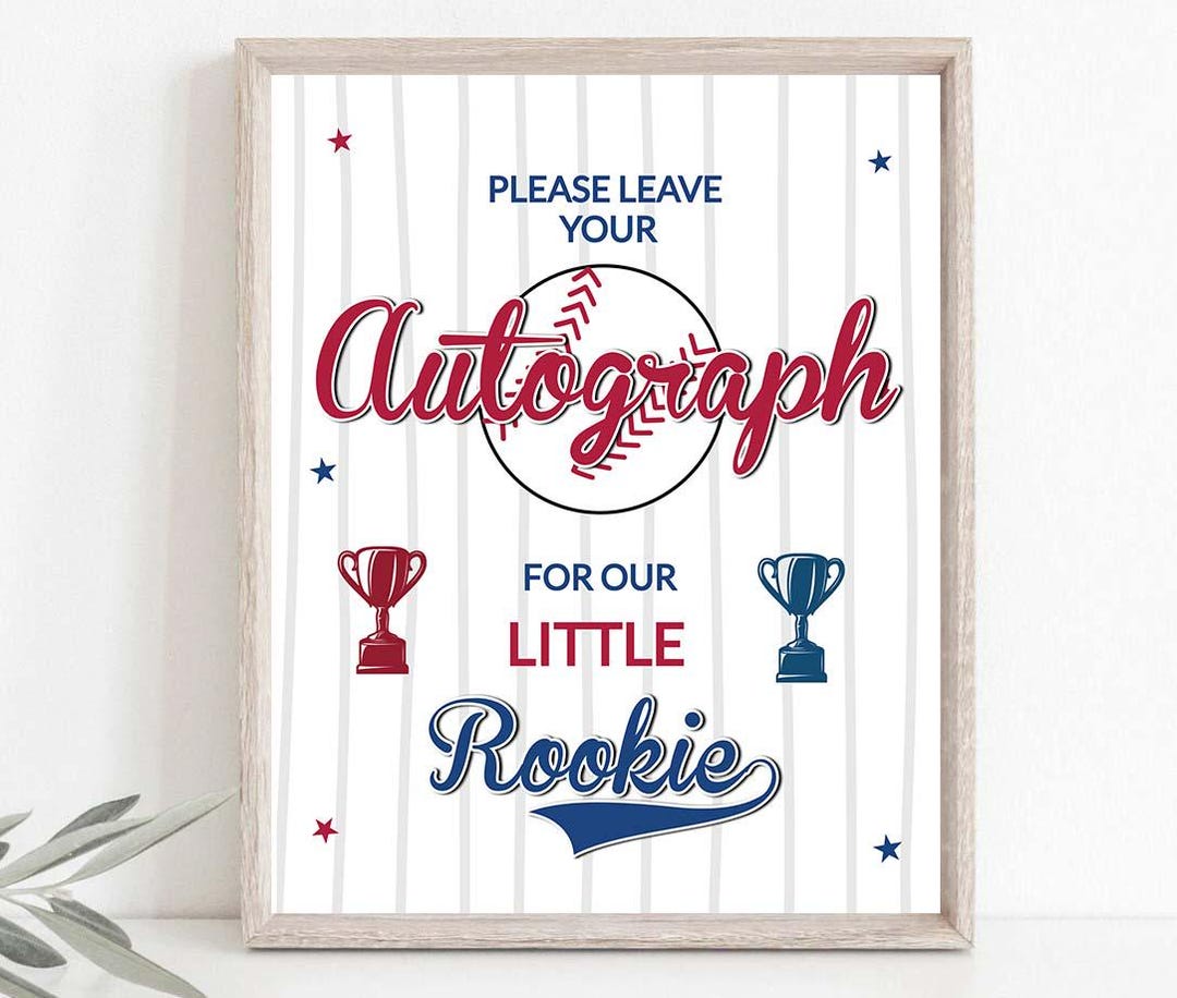 Printable Guest Signing Station Baseball Rookie of the Year Birthday ...