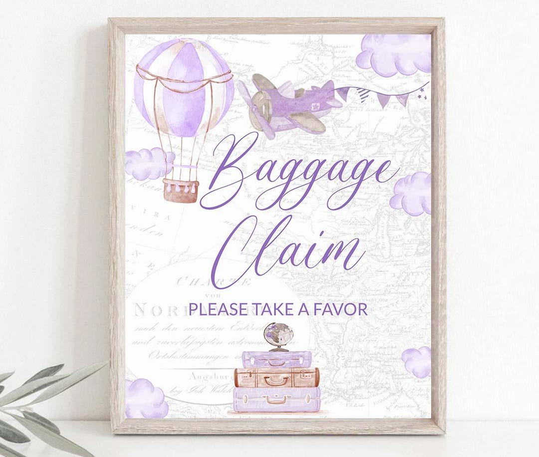Baggage Claim Sign Digital Download, Purple Travel Theme Birthday ...