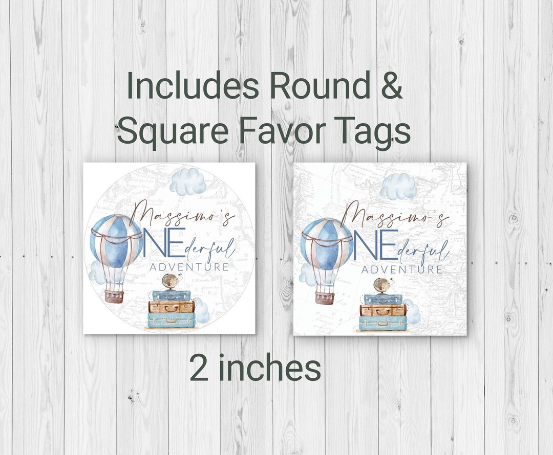 Editable Adventure Birthday Favor Tags Travel Theme Gift Tags Hot Air ...
