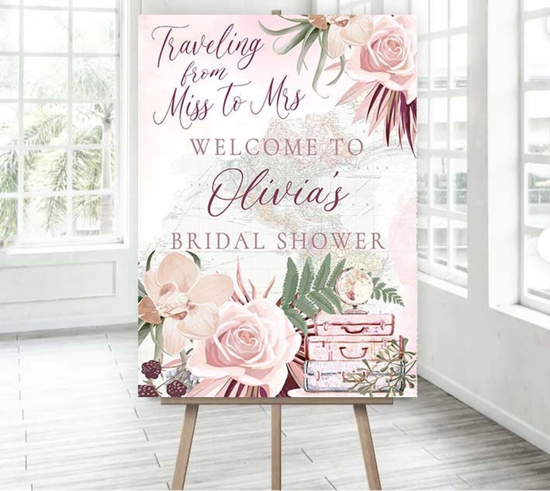 Welcome Sign, Welcome Poster Travel Theme Bridal Shower Traveling Miss ...