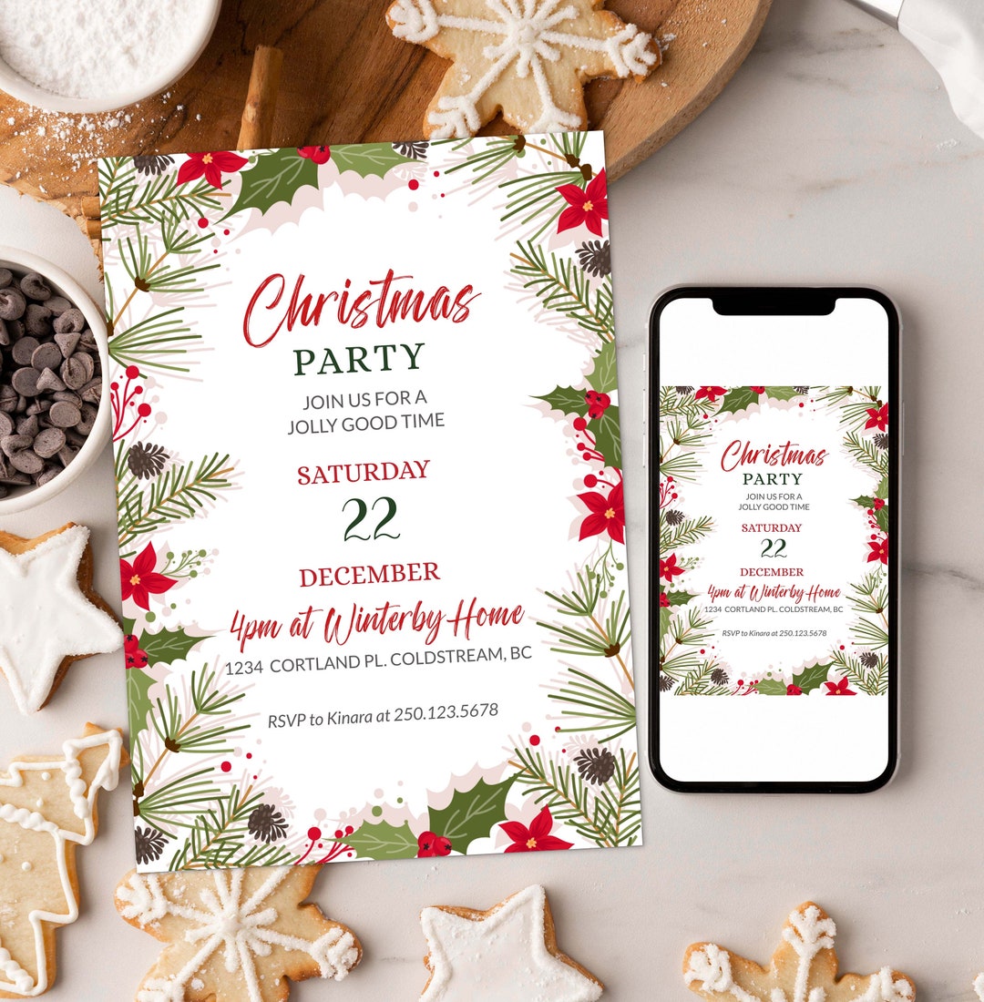 Editable Christmas Party Invitation Christmas Paperless Party ...