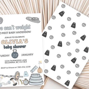 Editable Baby Shower Gym Themed Invitation Barbells Fitness Instructor ...