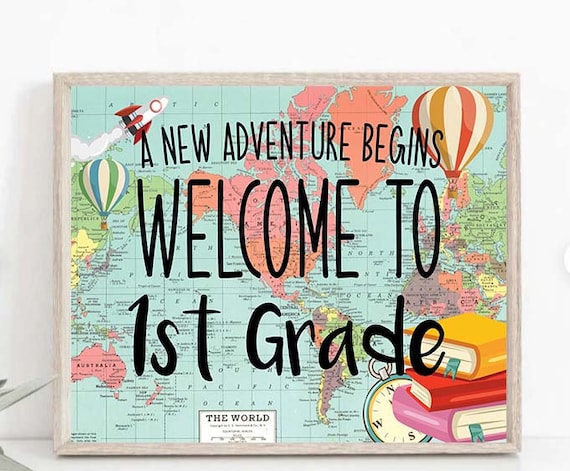 1st Grade Welcome to Classroom Door Sign World Map Adventure - Etsy ...