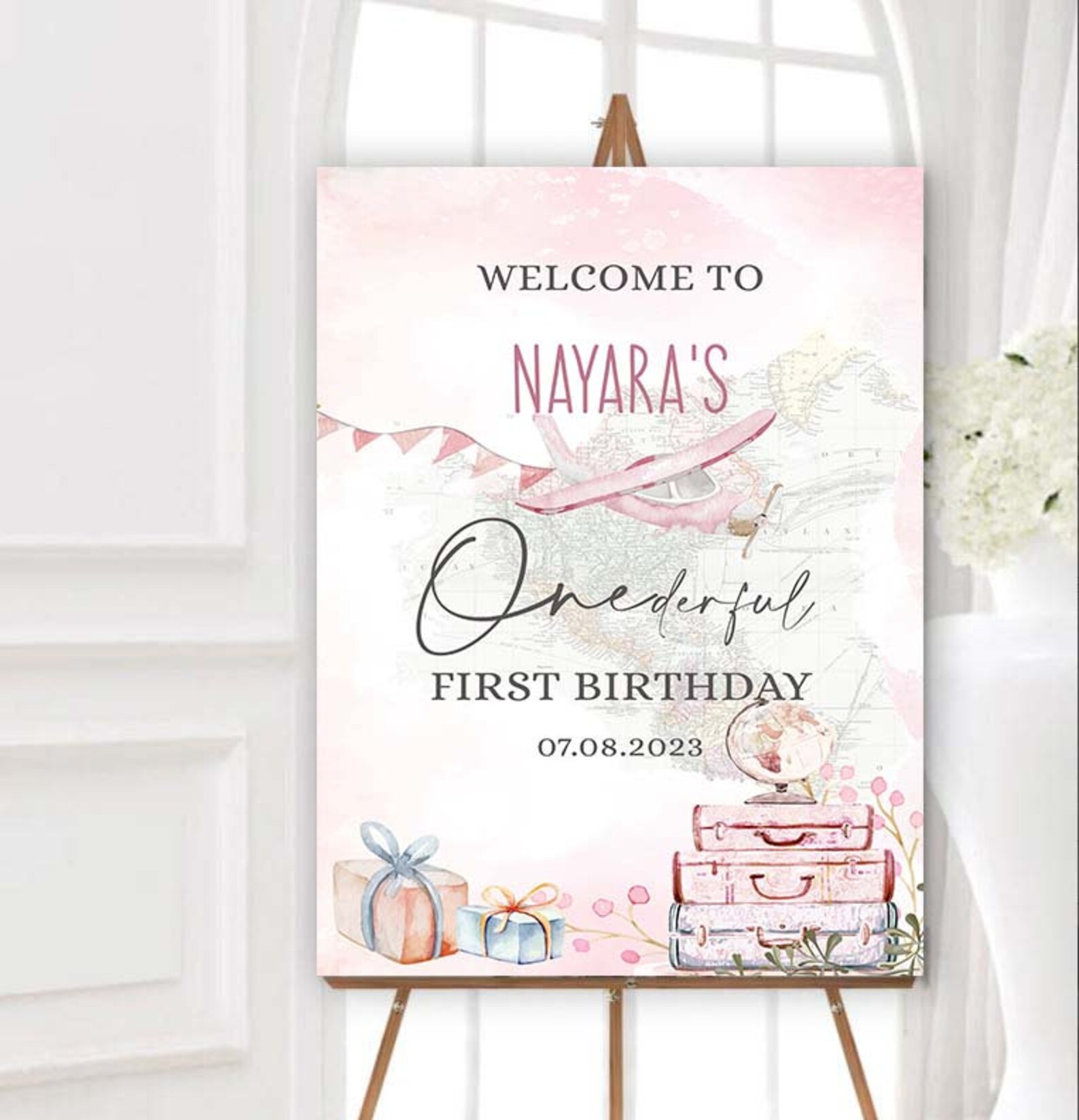 Onederful World First Birthday Printable Sign, Welcome Sign for Travel ...