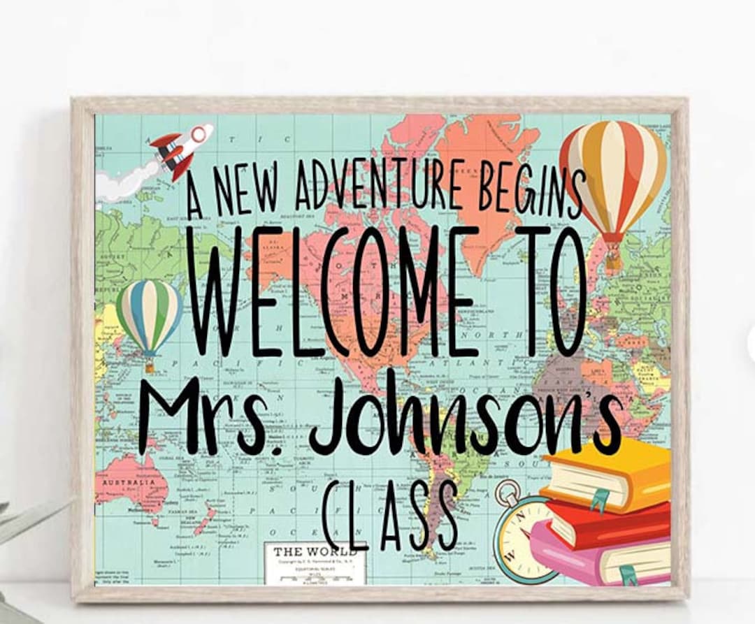 Welcome to Classroom Door Sign World Map Adventure Themed - Etsy