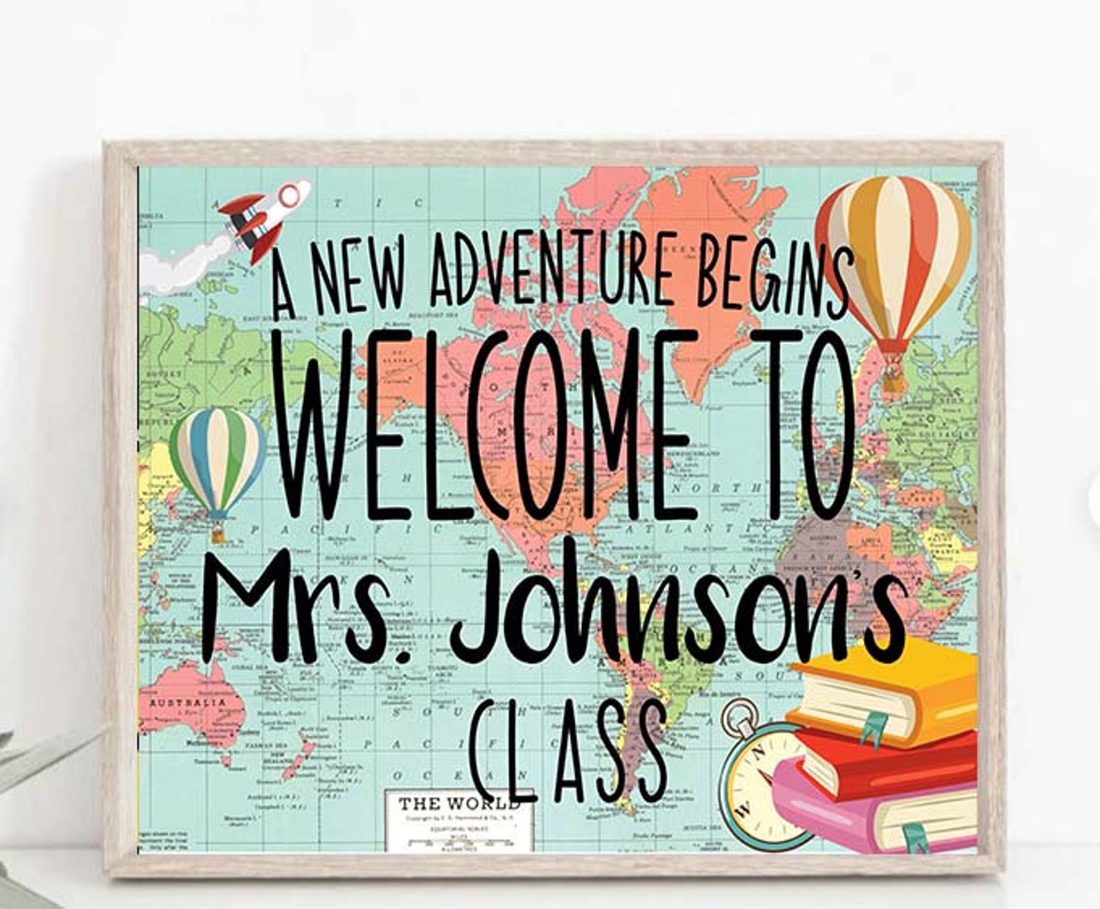 Welcome to Classroom Door Sign World Map Adventure Themed - Etsy