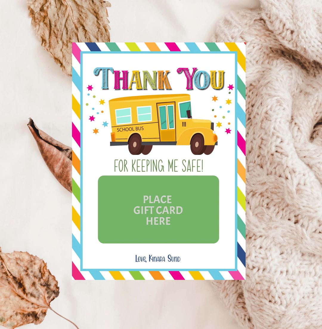 Editable Bus Driver Appreciation Gift Tag Template Printable Thanks for ...