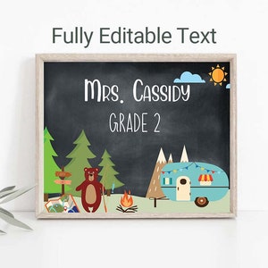 Editable Camp Theme Classroom Door Sign Camping Outdoor Adventure ...