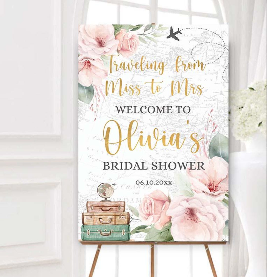 Adventure Awaits Bridal Shower Welcome Sign Travel Theme Bridal Bridal ...