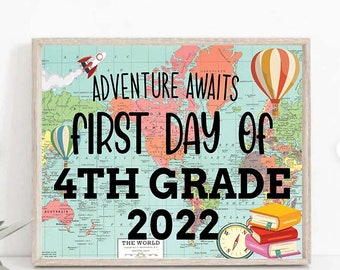 4th Grade Adventure Awaits Sign - Etsy