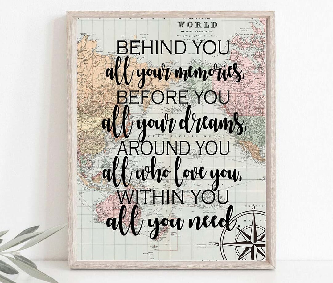 Behind You All Your Memories Quote, Travel Theme Graduation Adventure Awaits Grad 2023, Map ...