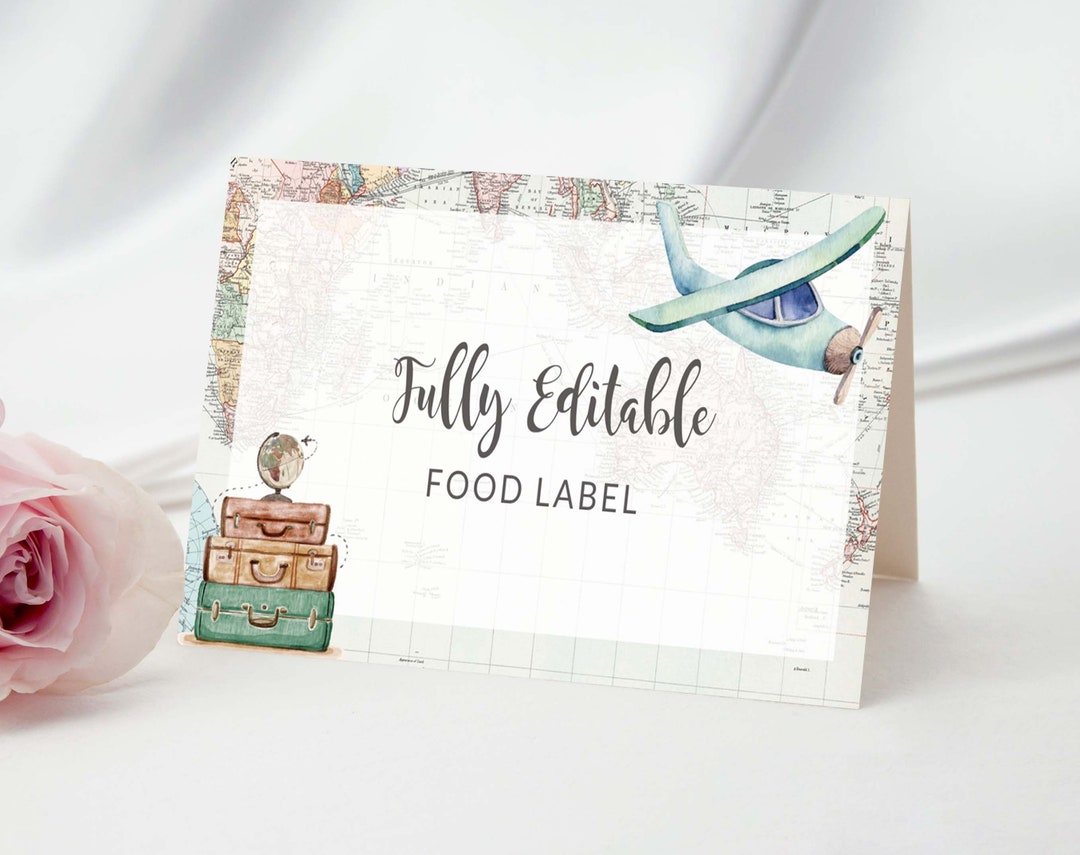 Editable Food Label Card Onederful Travel Theme 1st Boy Birthday First ...