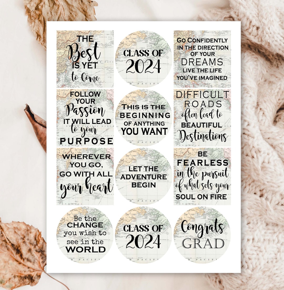 Travel Theme Grad 2024 Centerpiece Picks for Cake Grad Quotes ...