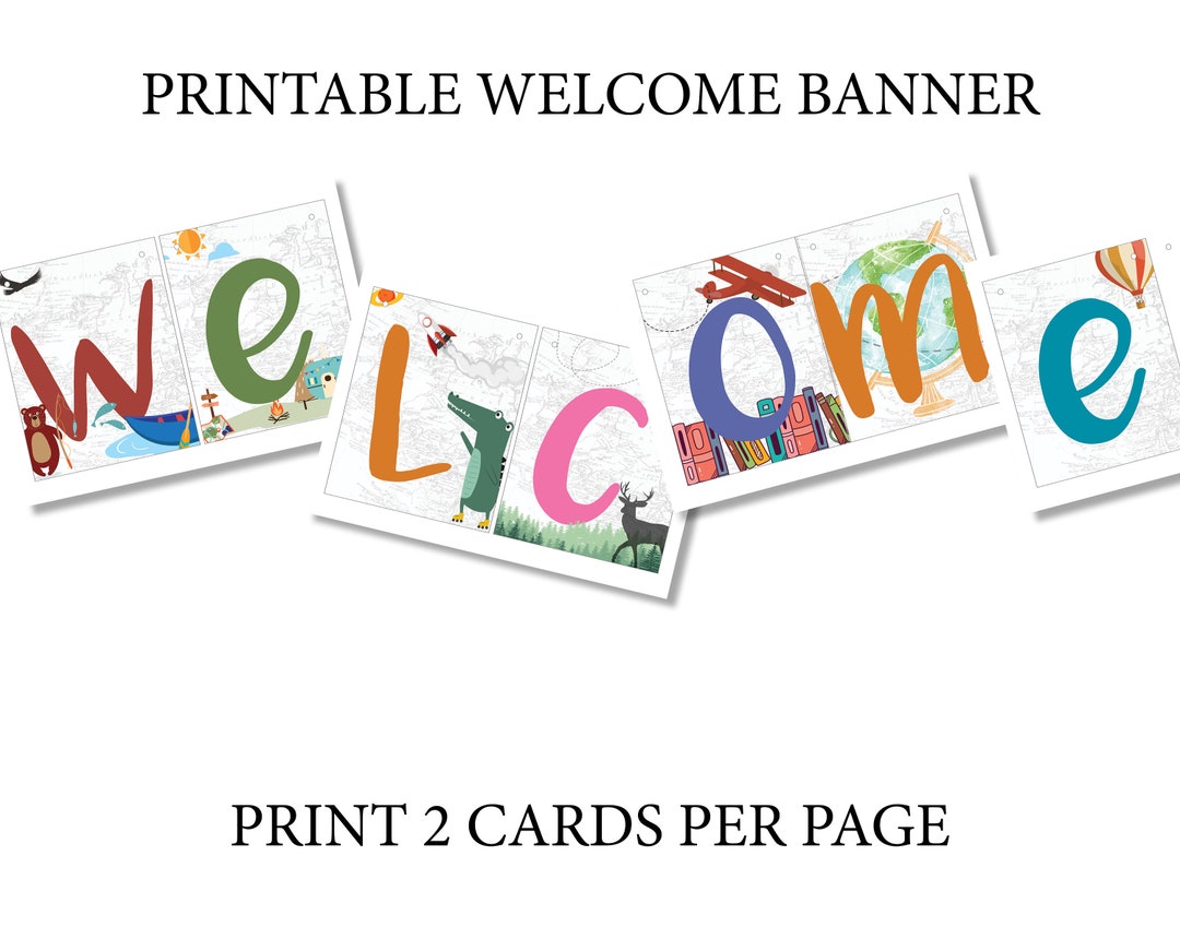 Adventure Travel Theme Welcome Printable Classroom Banners, Map Banner ...