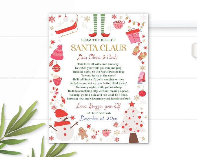 First Time Elf Arrival Letter From Santa Return Letter Christmas Elf I ...