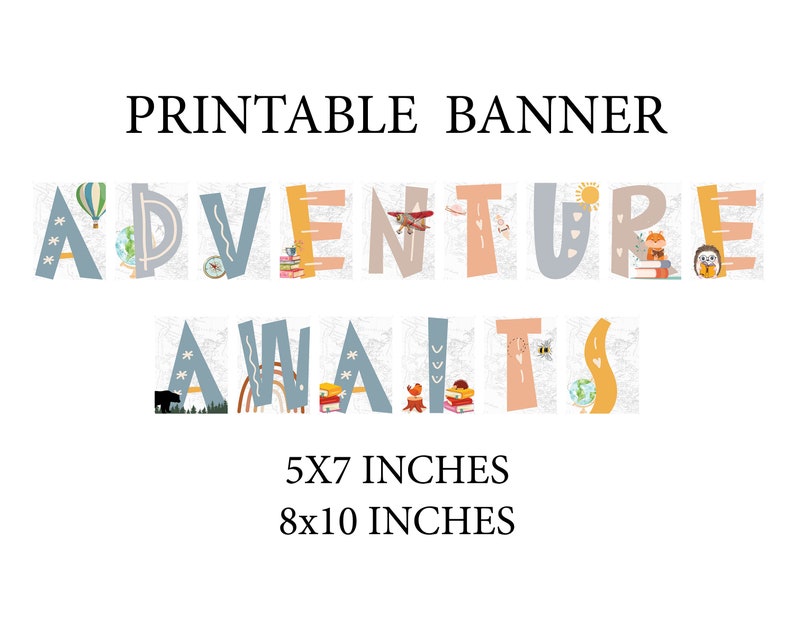 Adventure Awaits Banner Printable Classroom Banners Geography - Etsy