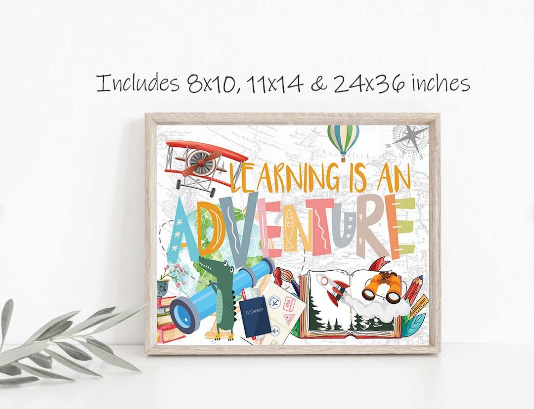 Learning is an Adventure Awaits Classroom Learning Poster Bulletin ...