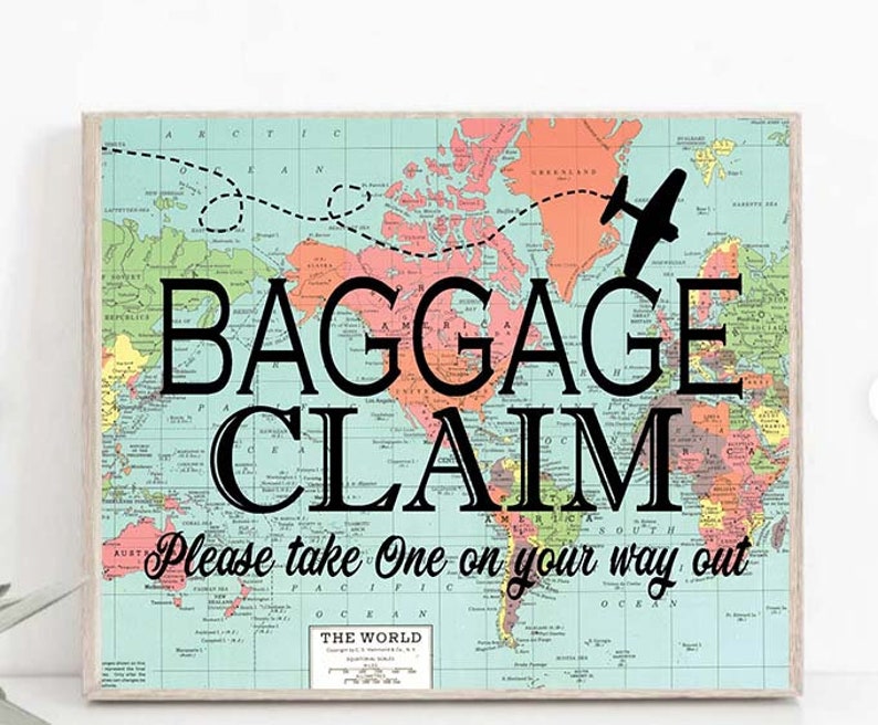 Baggage Claim Sign, Travel Theme Party Decor, Adventure Awaits ...