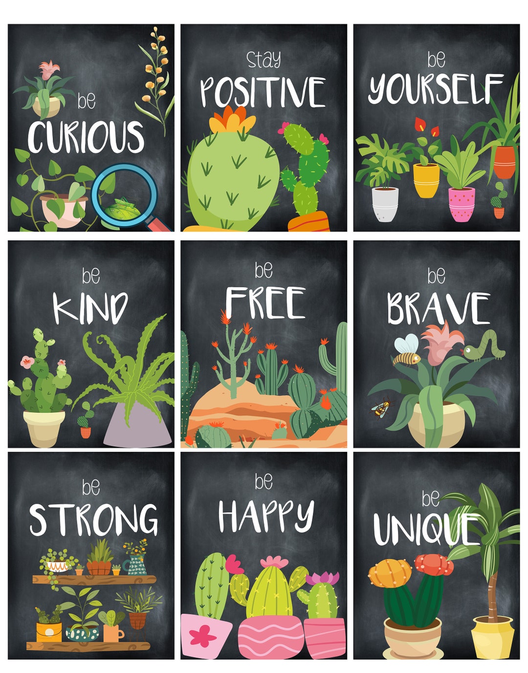 Plants Themed Classroom Motivational Positive Printable Wall Art ...