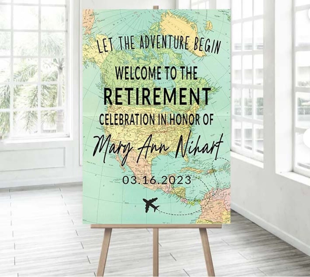 Trave Themed Welcome Sign Retirement Travel Theme Printable Sign Around ...