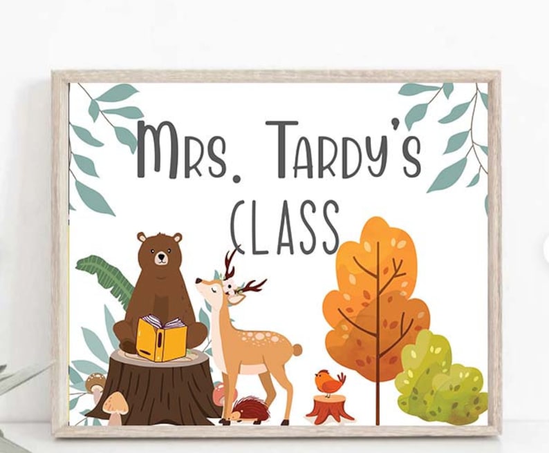 Woodland Teacher Classroom Door Sign Welcome Forest Theme - Etsy