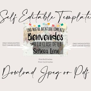 Editable Spanish Teacher Classroom Door Sign Bienvenidos Classroom ...