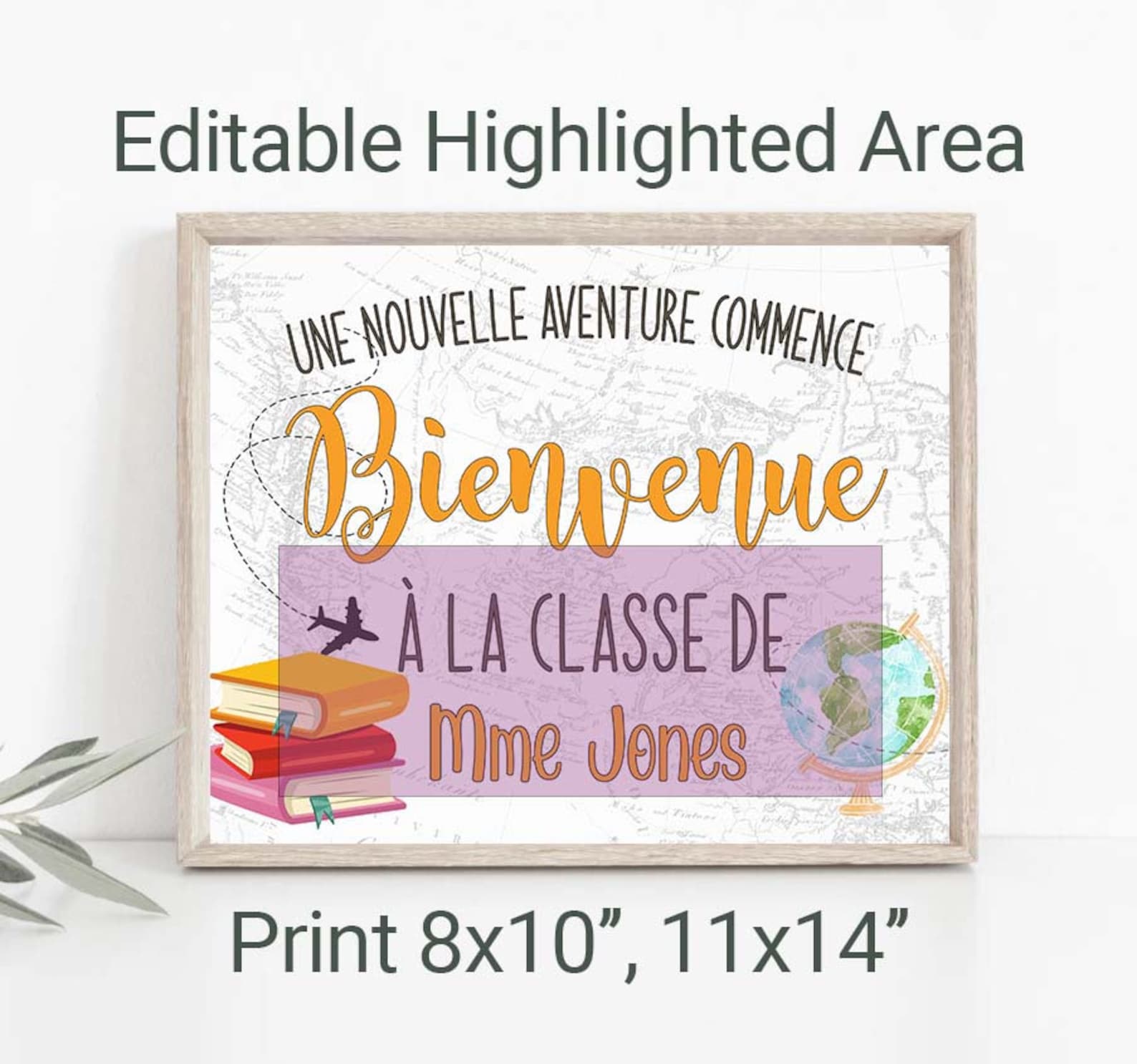 French Teacher Classroom Door Sign, Bienvenue Classroom Sign Custom ...