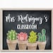 Teacher Classroom Door Sign, Cactus Classroom Decor Custom Teacher Sign ...