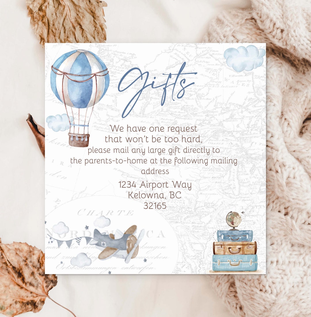 Editable Label Air Balloon Editable Printable Blue Beige Adventure ...