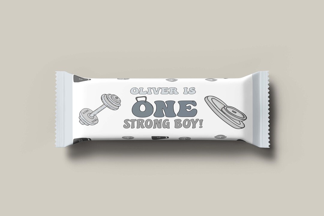 Editable First Birthday One Strong Boy Granola Bar Wrapper Template 1st ...
