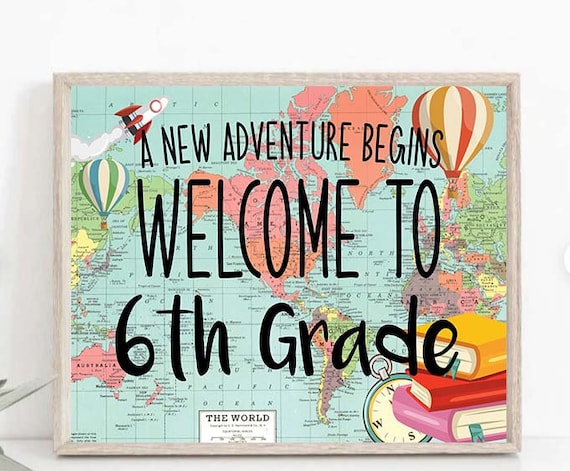 6th Grade Welcome to Classroom Door Sign World Map Adventure - Etsy ...