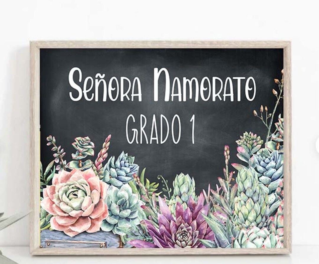 Succulent Spanish Teacher Classroom Sign Classroom Decor Custom Teacher ...