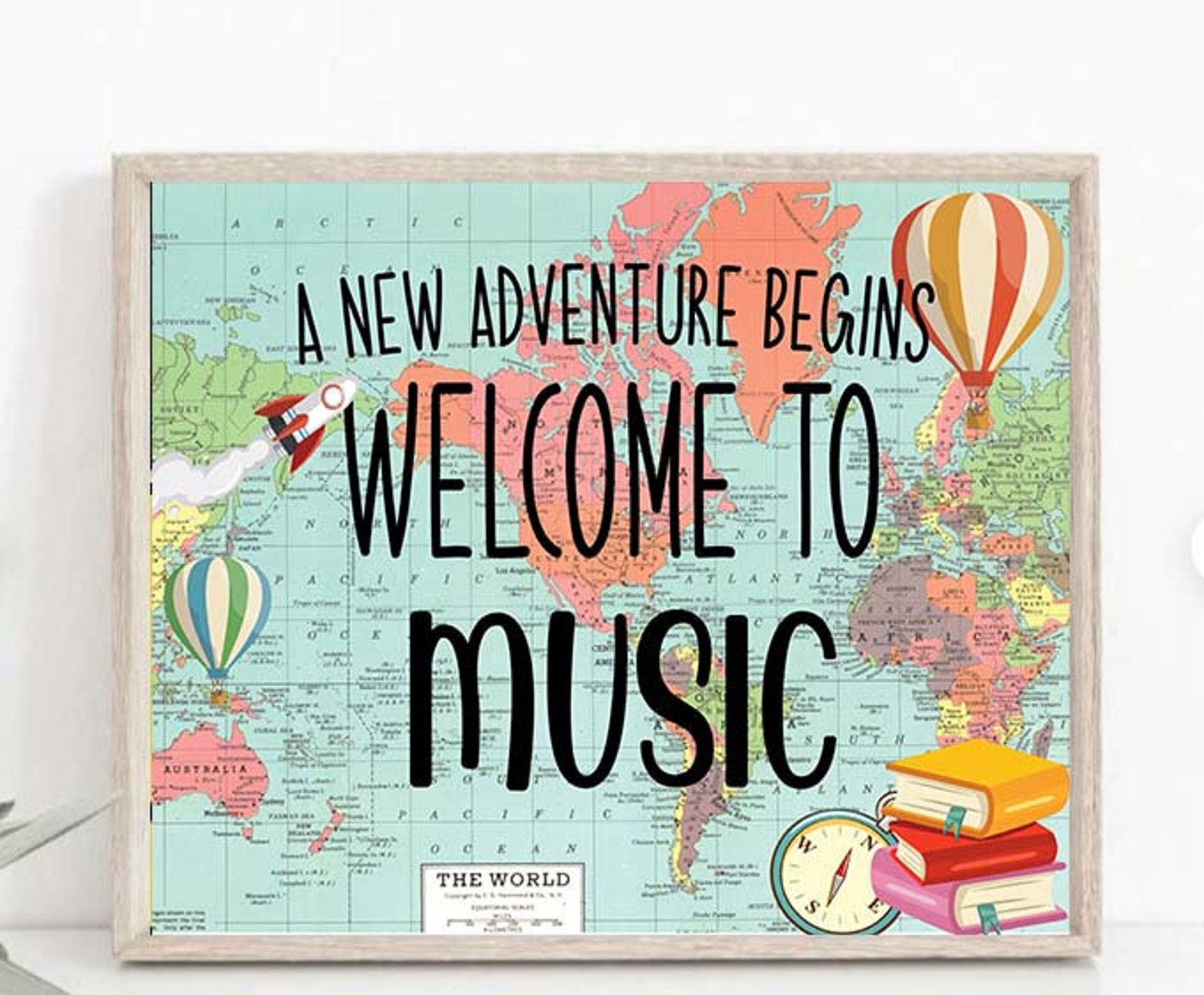 Music Welcome Sign Music Room Door Sign World Map Adventure - Etsy